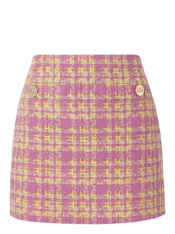 Gucci Tweed Button Detailed Skirt - Pink