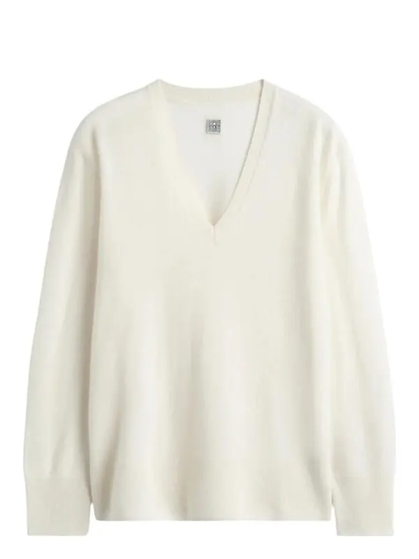 TOTEME V-neck Knitted Jumper - Beige