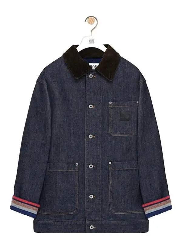 Loewe Denim Jacket With Corduroy Collar - Black