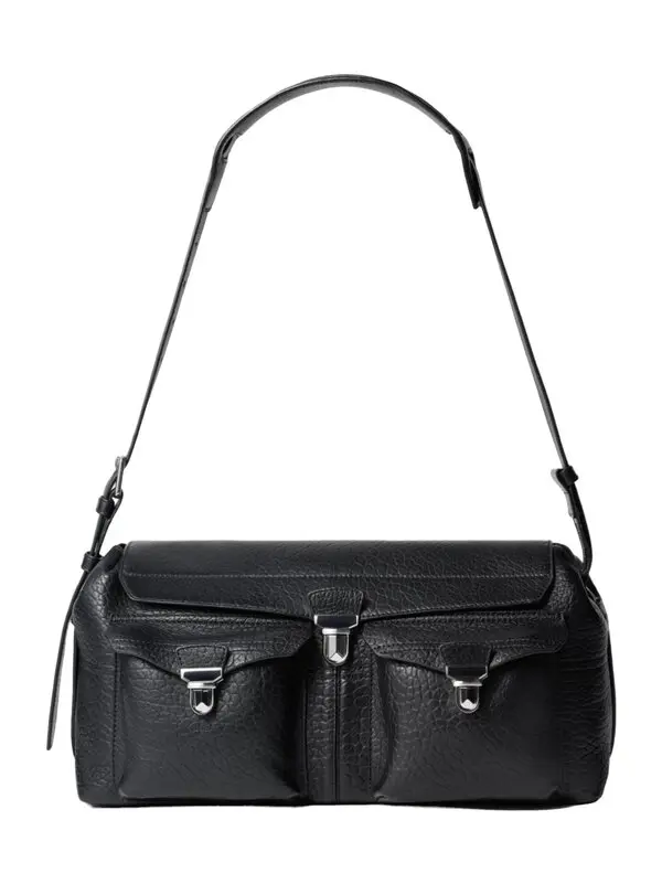 LEMAIRE Flap Metal-clip Leather Shoulder Bag - Black