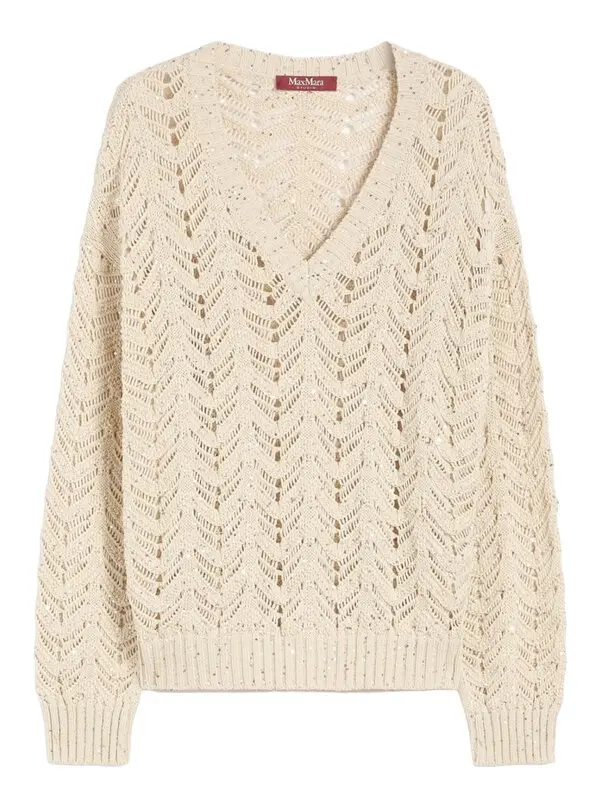 Max Mara Felino V-neck Openwork Jumper - Beige