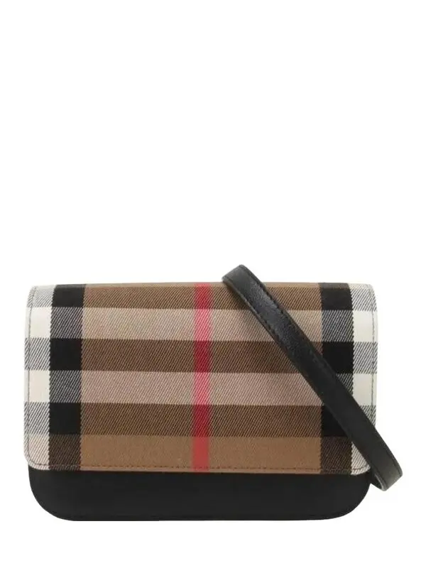 Burberry Madison Checked Flap Crossbody Bag - Brown