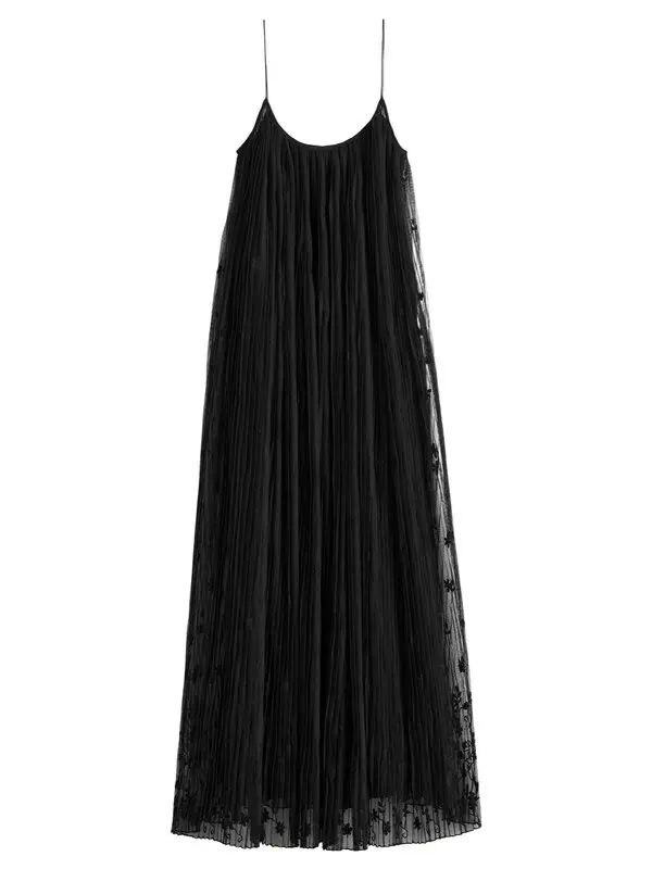 TOTEME Floral Tulle Midi Slip Dress - Black
