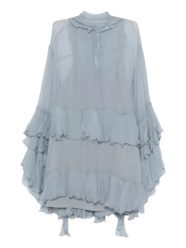 Chloé Long Sleeve Ruffle Dress - Gray