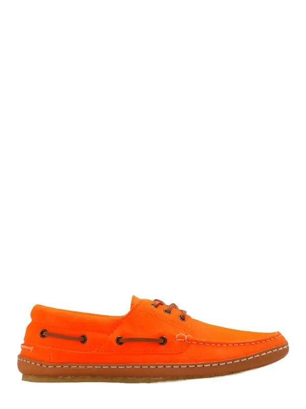 Saint Laurent Round Toe Boat Shoes With Logo Detailing - Red