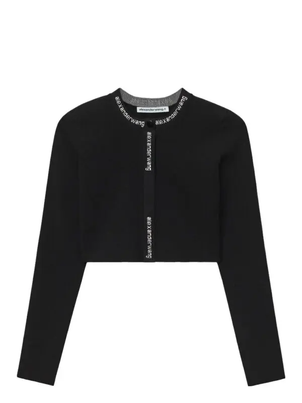 Alexander Wang Jacquard Logo Cardigan - Black