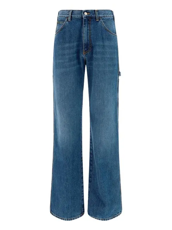 Alexander McQueen Logo Embroidered Straight Leg Jeans - Blue