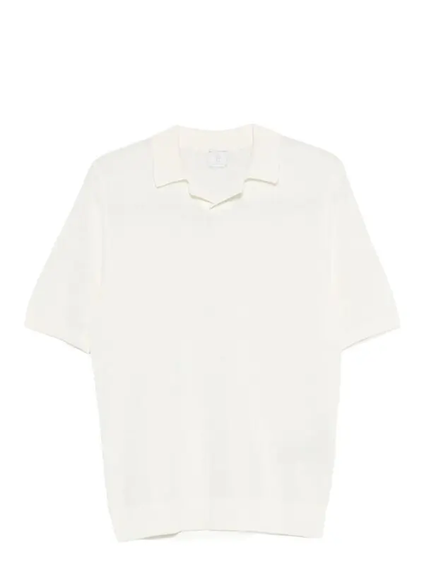Eleventy Open Collar Knitted Polo Shirt - White