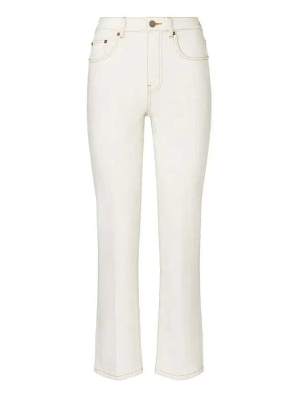 Tory Burch Cropped Flare Jeans - Wash White Chalk