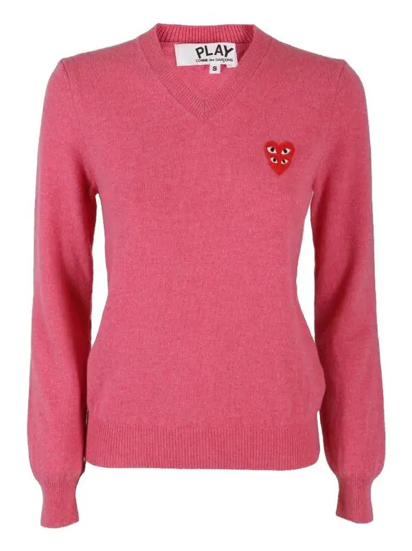 Play Comme Des Garcon Comme Des Garçons Play V-neck Knitted Jumper - Pink