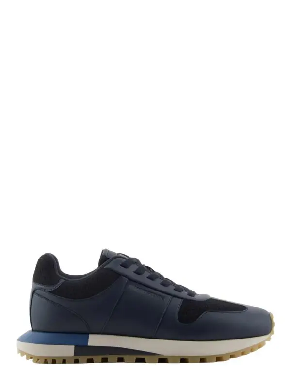 Emporio Armani Logo Embossed Low-top Sneakers - Black