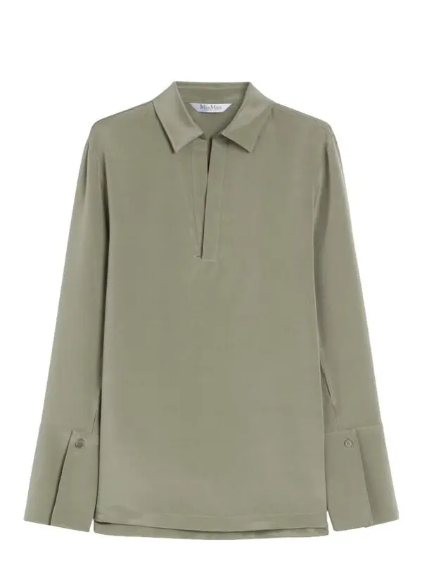 Max Mara Stretch Silk Cady Blouse - Sage Green