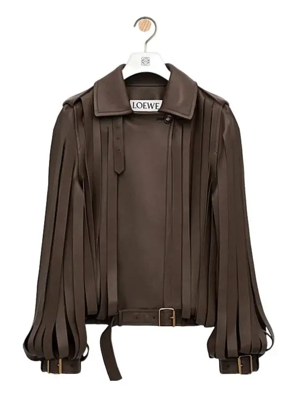 Loewe Layered Double-breasted Jacket With Lace-up Details - Brown