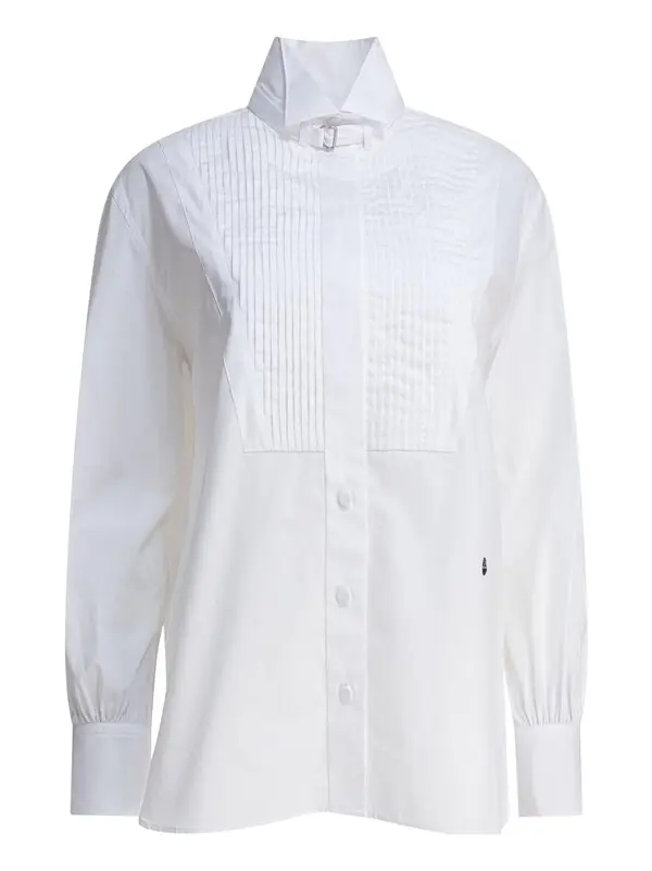 Alexander McQueen Long Sleeve Pleated Shirt - White