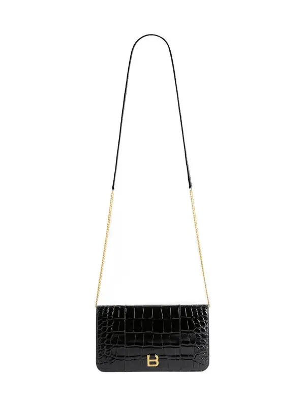 Balenciaga Logo Chain Clutch Bag - Black