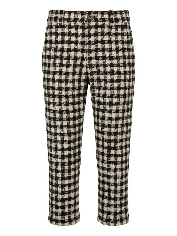 Gucci Gingham Wool Trousers - Black