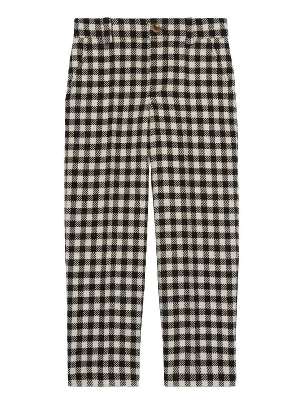 Gucci Gingham Wool Trousers - Black