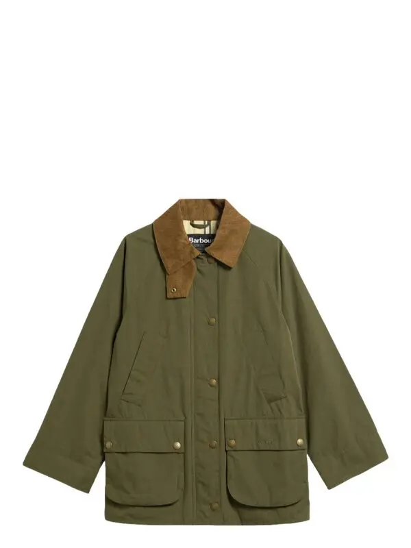 Barbour Glynis Casual Jacket With Cord Collar And Studded Placket - Brown