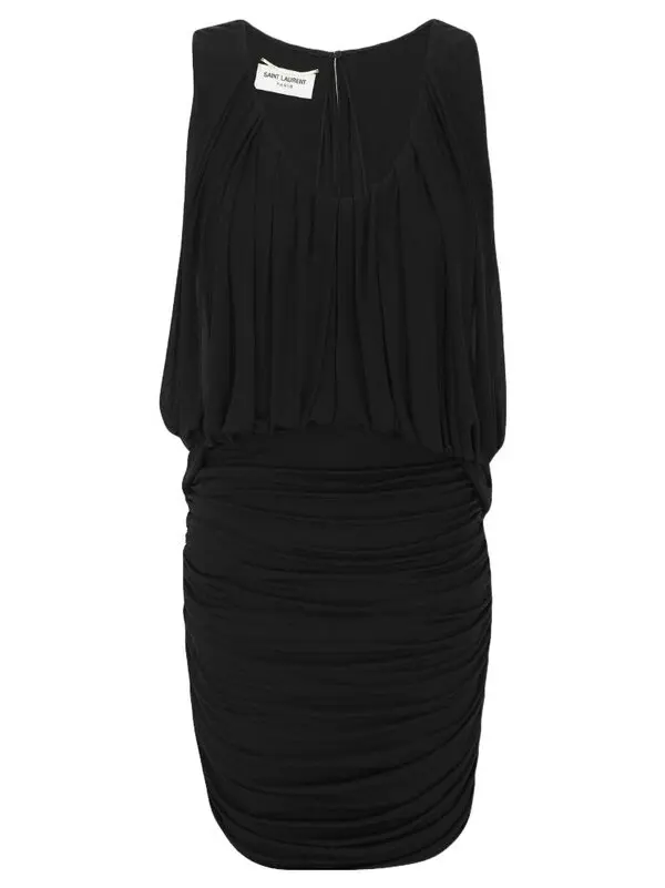 Saint Laurent Draped Sleeveless Mini Dress - Black
