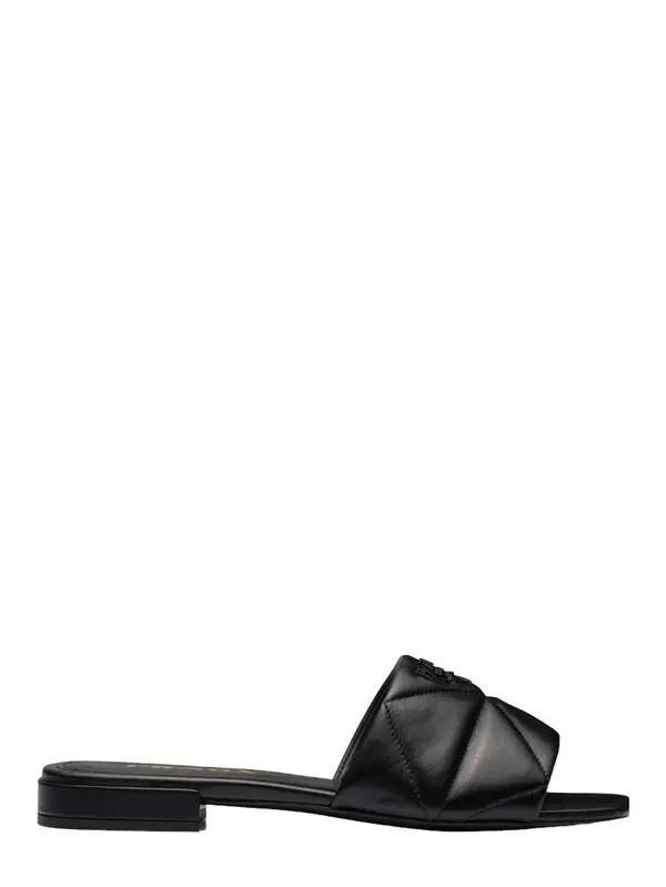 Prada Quilted Nappa Leather Sabots - Black