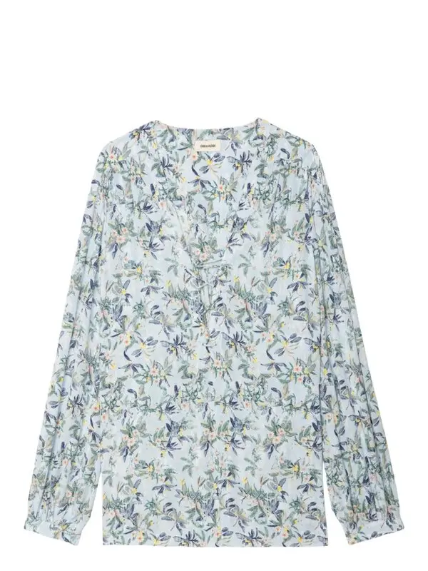 Zadig&Voltaire Tamela Blouse Printed Long Sleeve Shirt - Green