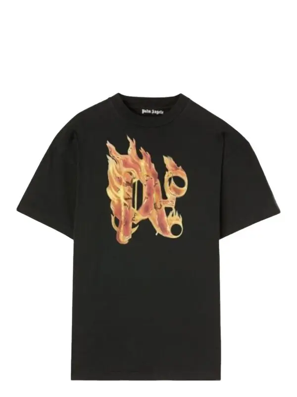 Palm Angels Monogram Printed Crewneck T-shirt - Black