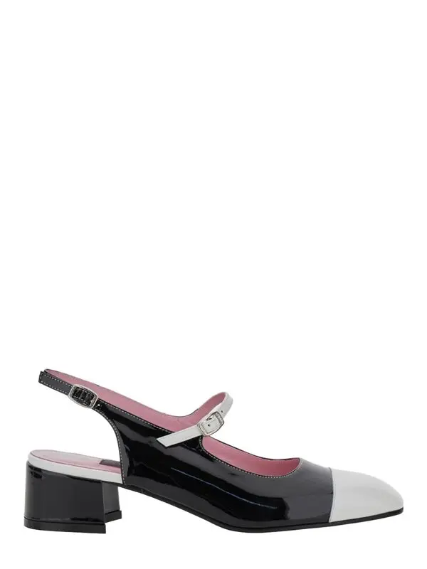 CAREL Slingback Low Block Heel Sandals - Black
