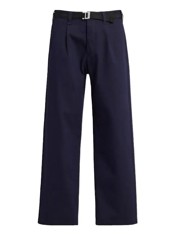 Stone Island Elasticated Waist Casual Pants With Buckled Belt - Black
