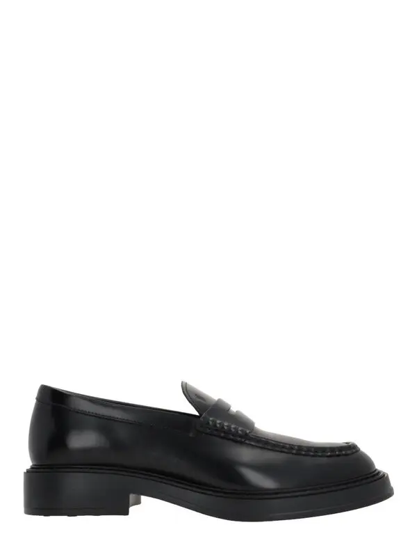 TOD'S Almond Toe Penny Loafers - Black
