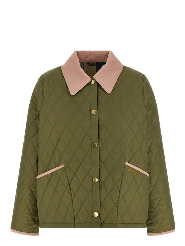 Barbour Quilted Long Sleeve Jacket With Classic Collar - Green
