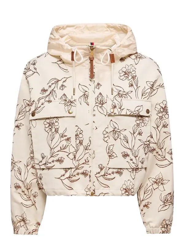 Moncler Nepeta Floral Zip-up Jacket - White And Brown
