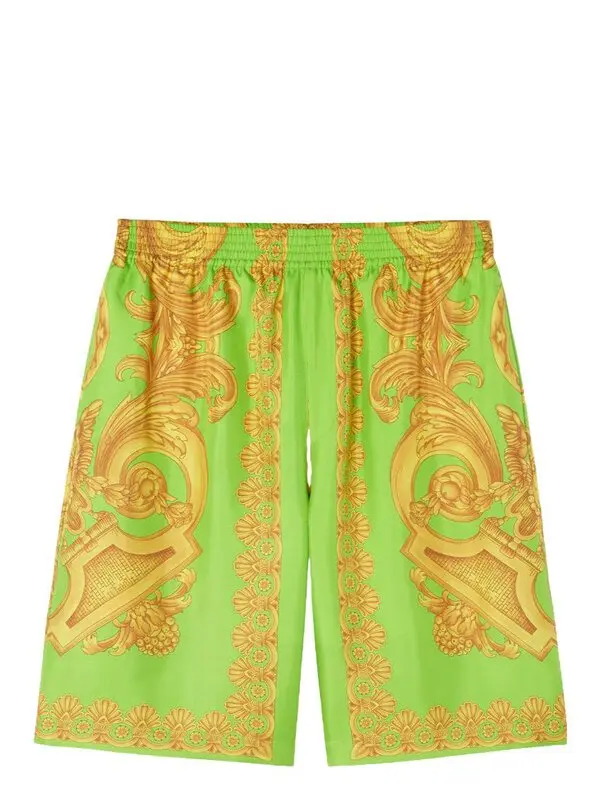 Versace Barocco 660 Silk Twill Shorts - Green