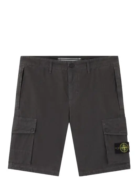 Stone Island Buttoned Cargo Shorts - Charcoal-grey