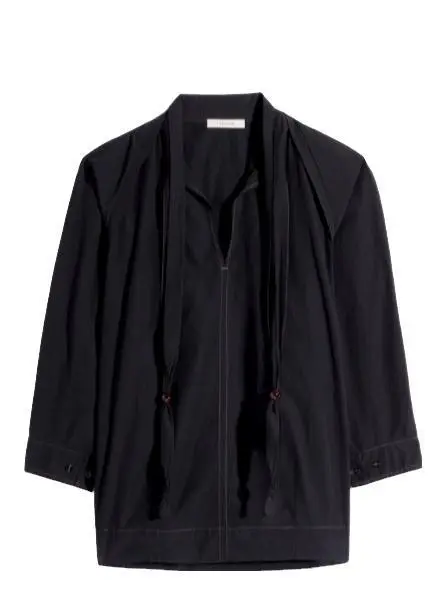 LEMAIRE Tie-neck Oversized Top - Black