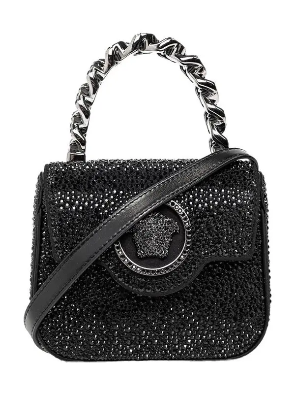 Versace La Medusa Embellished Mini Tote Bag - Black