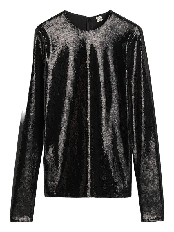 TOTEME Sequin Crew-neck Top - Black