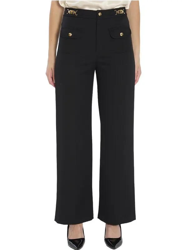 Celine Diagonal Wool Pants With Gourmette Detail - Black