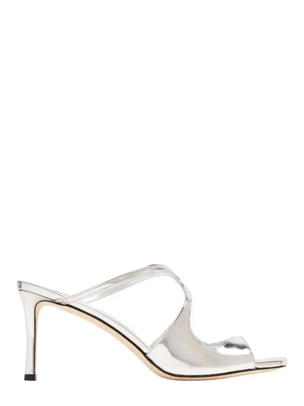JIMMY CHOO Square Open Toe Stiletto Heeled Sandals - Silver