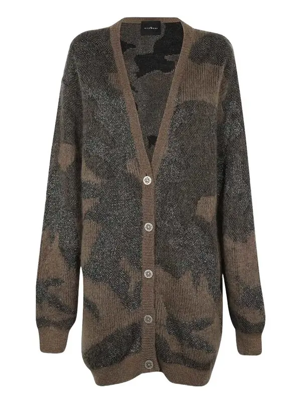 John Richmond Knitted Cardigan With Camouflage Print - Black