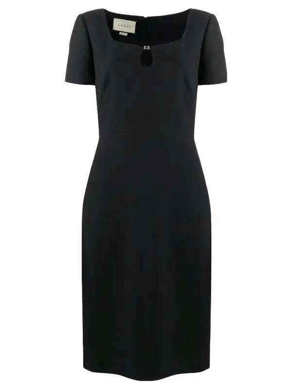 Gucci Sweetheart Neckline Short Sleeve Dress - Black