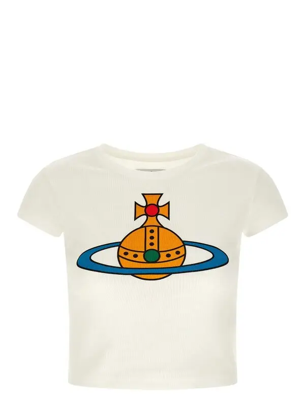 VIVIENNE WESTWOOD Orb Printed Ribbed T-shirt - White