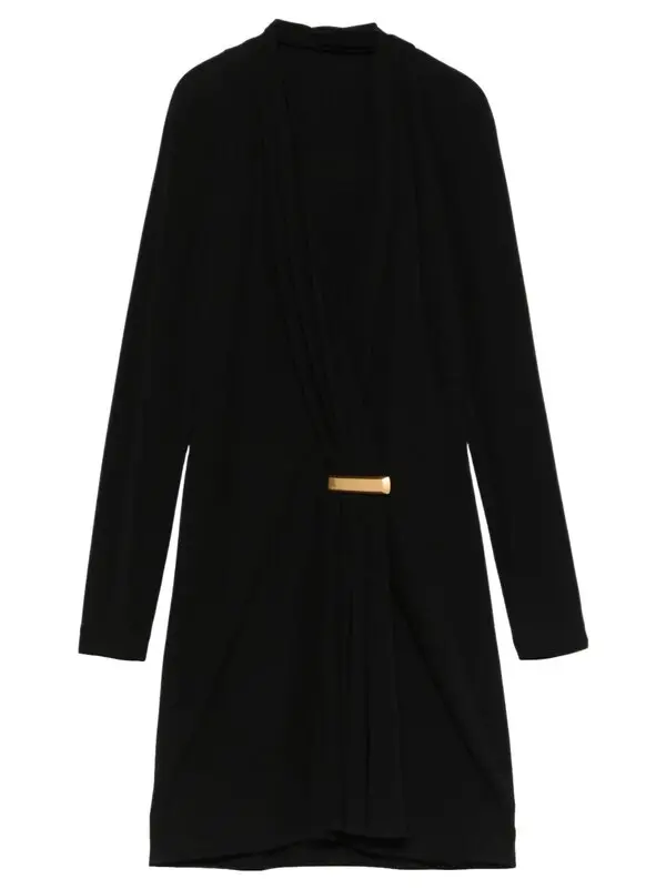 TOM FORD V-neck Draped Mini Dress - Black