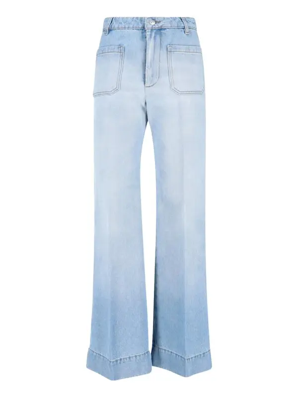 Victoria Beckham Flared Jeans With Logo Patch - Blue
