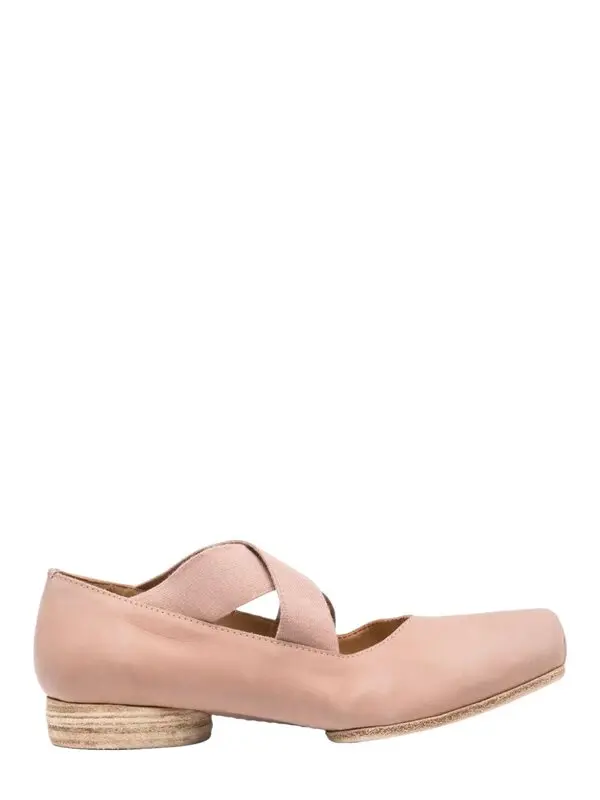 UMA WANG Square-toed Ballet Flats With Criss-cross Strap - Nude
