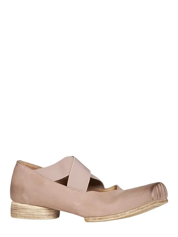 UMA WANG Square-toed Ballet Flats With Criss-cross Strap - Nude