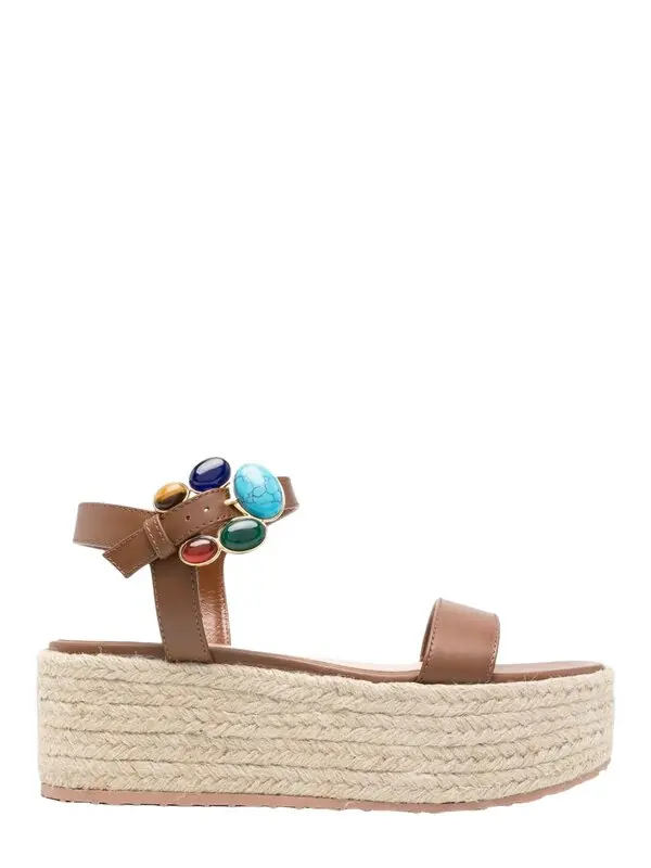 GIANVITO ROSSI Open-toe Platform Espadrille Sandals - Nude