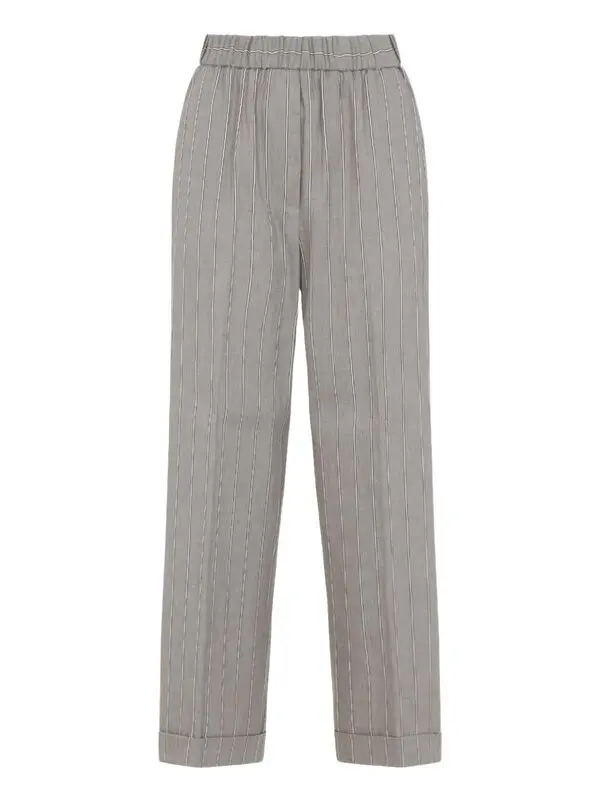 Peserico Elasticated Waist Striped Trousers - Gray
