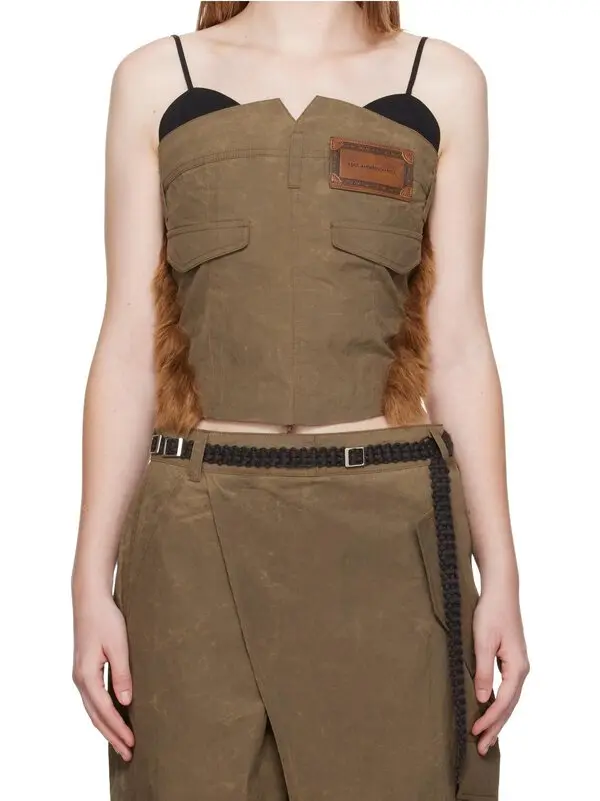 Andersson Bell Cropped Bustier Top - Brown
