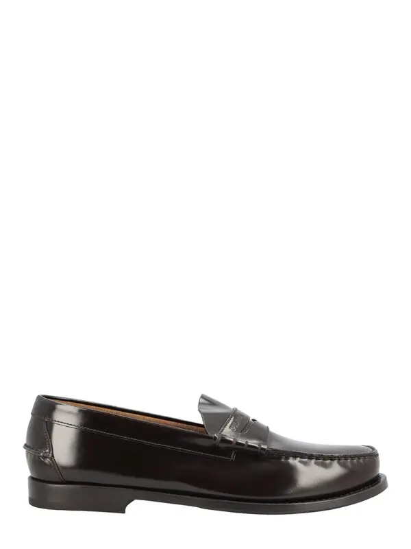 Prada Letter Detail Loafers - Black