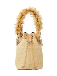 Fendi Mon Tresor Ff Jacquard Drawstring Bucket Bag - Beige
